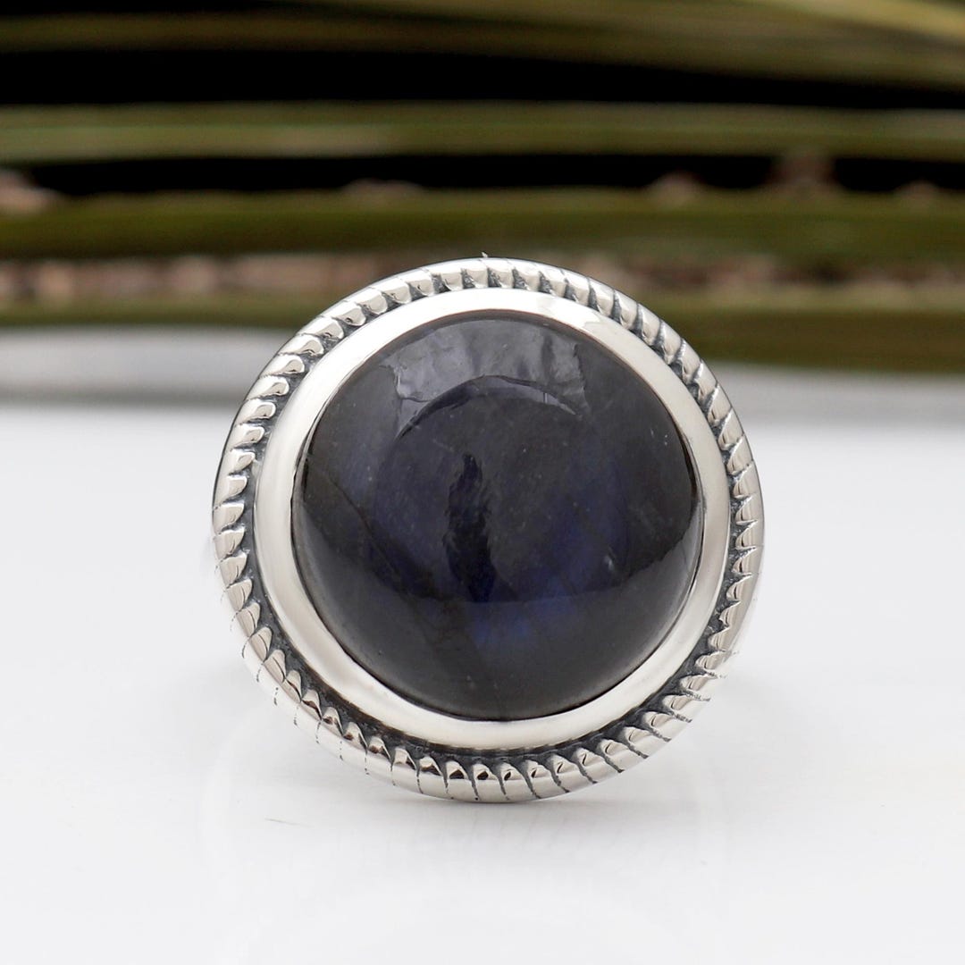 Natural Spectrolite Gemstone Ring, 925 Sterling Silver Handmade ...