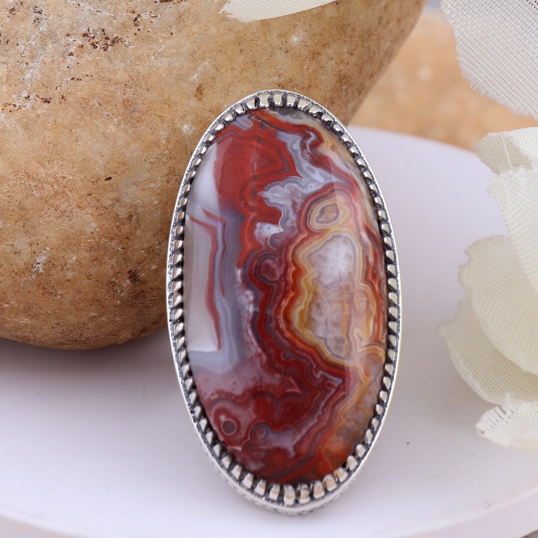 Natural Crazy Lace Agate Ring Crazy Lace Agate Gemstone Ring 925 ...