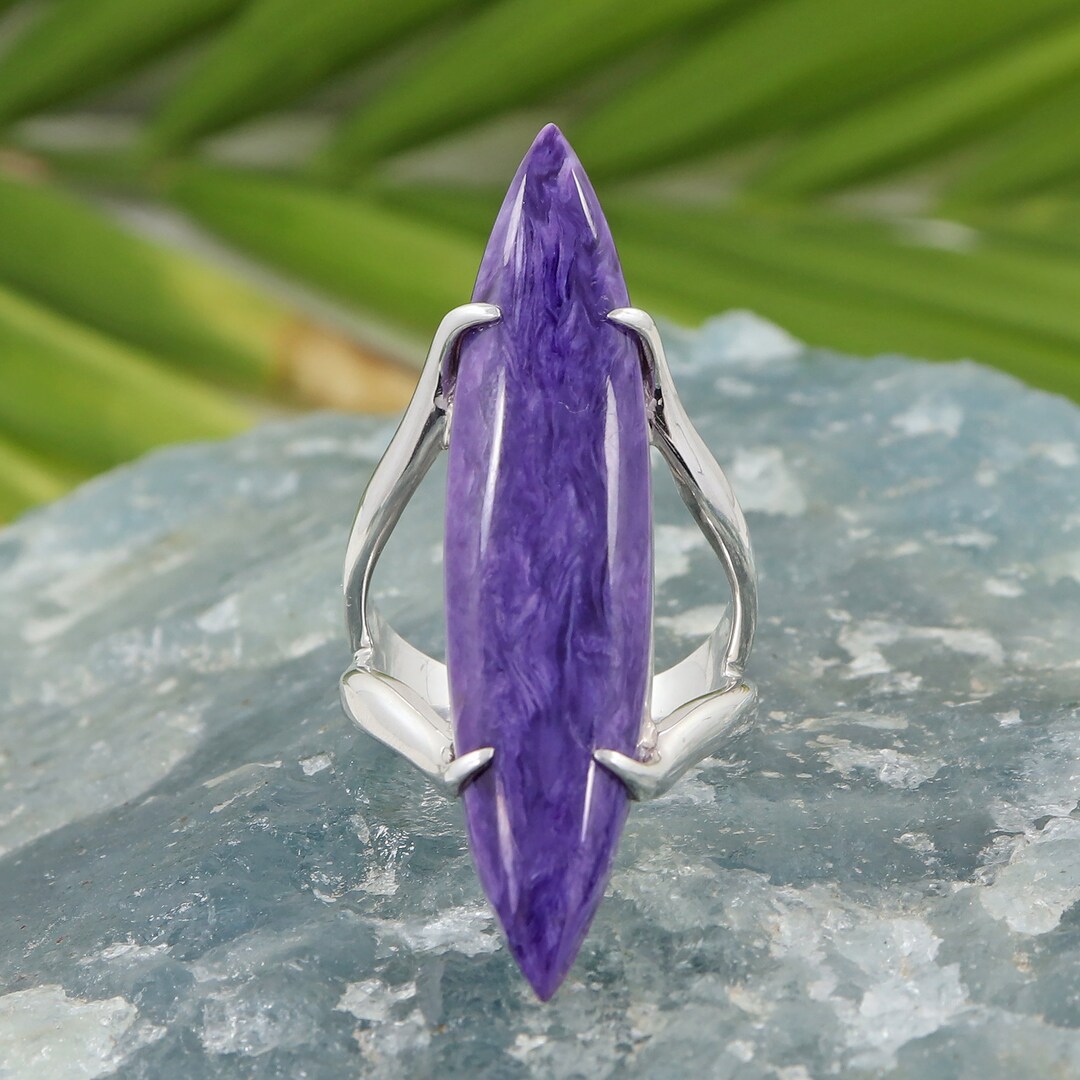 Siberian Charoite Ring Charoite Marquise Shape Ring Charoite Silver ...