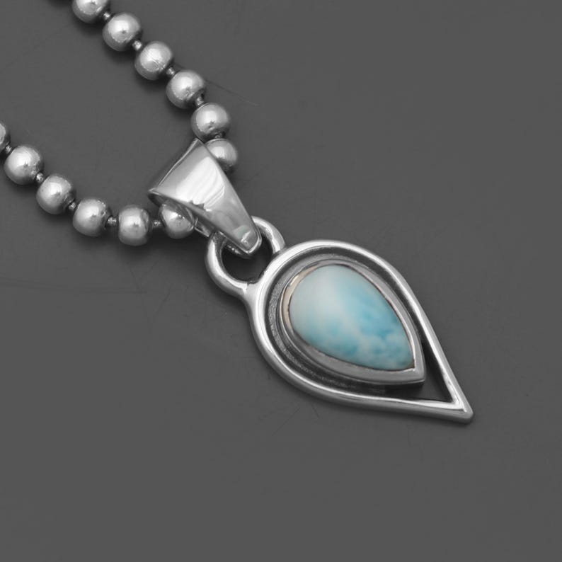 Little Larimar Teardrop Pendant, Handmade Minimalist Jewelry, 925 ...