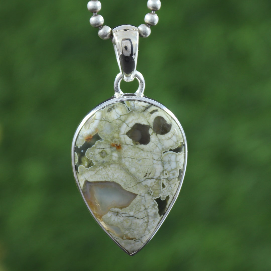 Natural Rainforest Jasper Pendant Rainforest Jasper 925 Sterling Silver ...