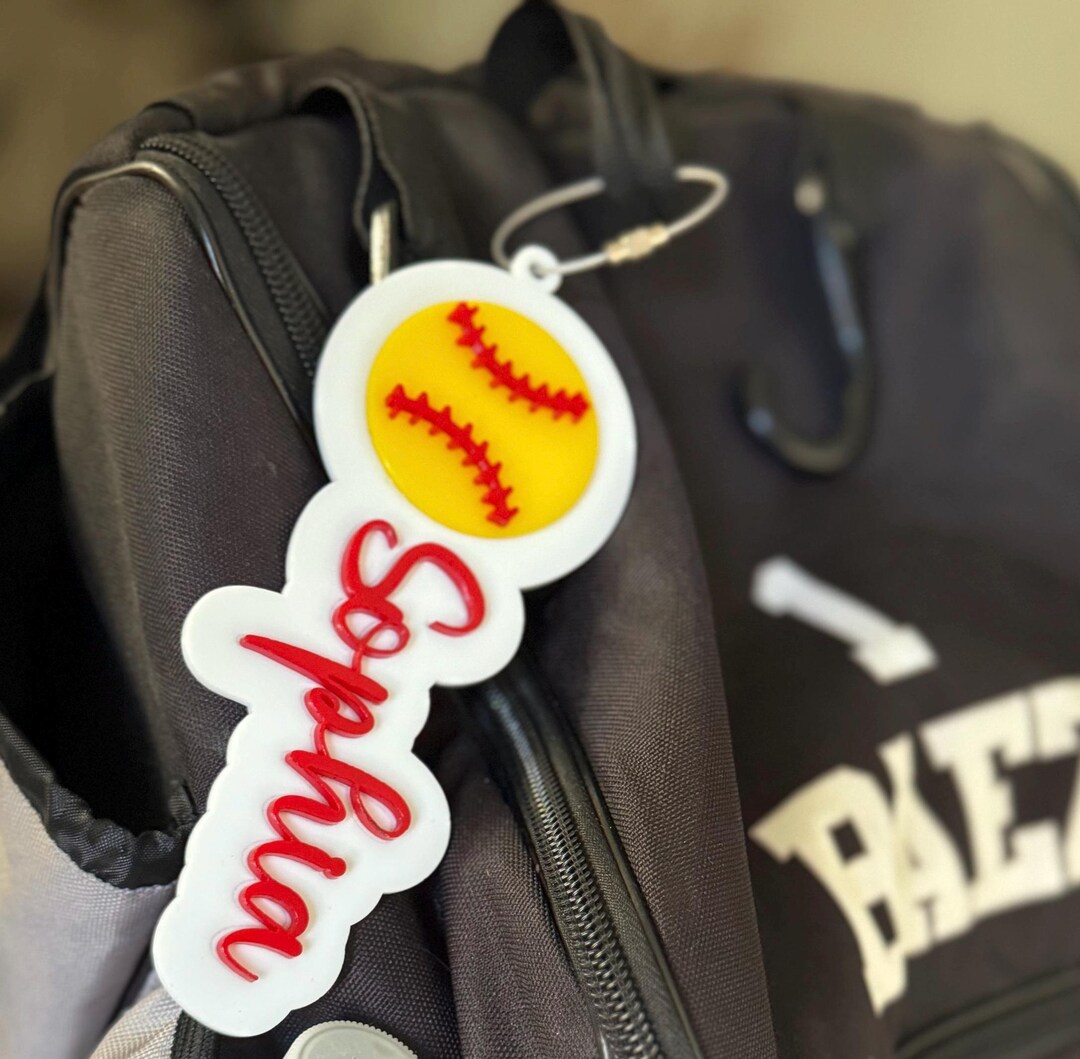 Personalized Softball Name Tag – Custom Backpack Charm for Players ...