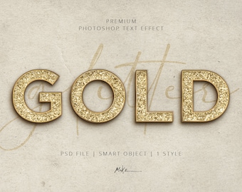 Glam Gold Glitter Text Effect for Photoshop. Instant Download. Easily ...
