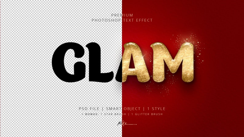 Glam Gold Glitter Text Effect for Photoshop. Instant Download. Easily ...