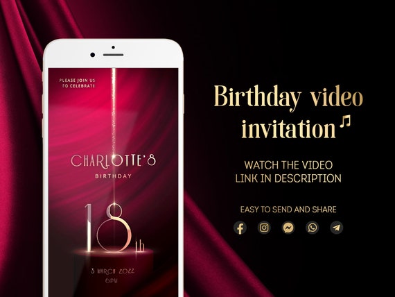 Luxurious Personalized Birthday Video Invitation for Any Age | Etsy