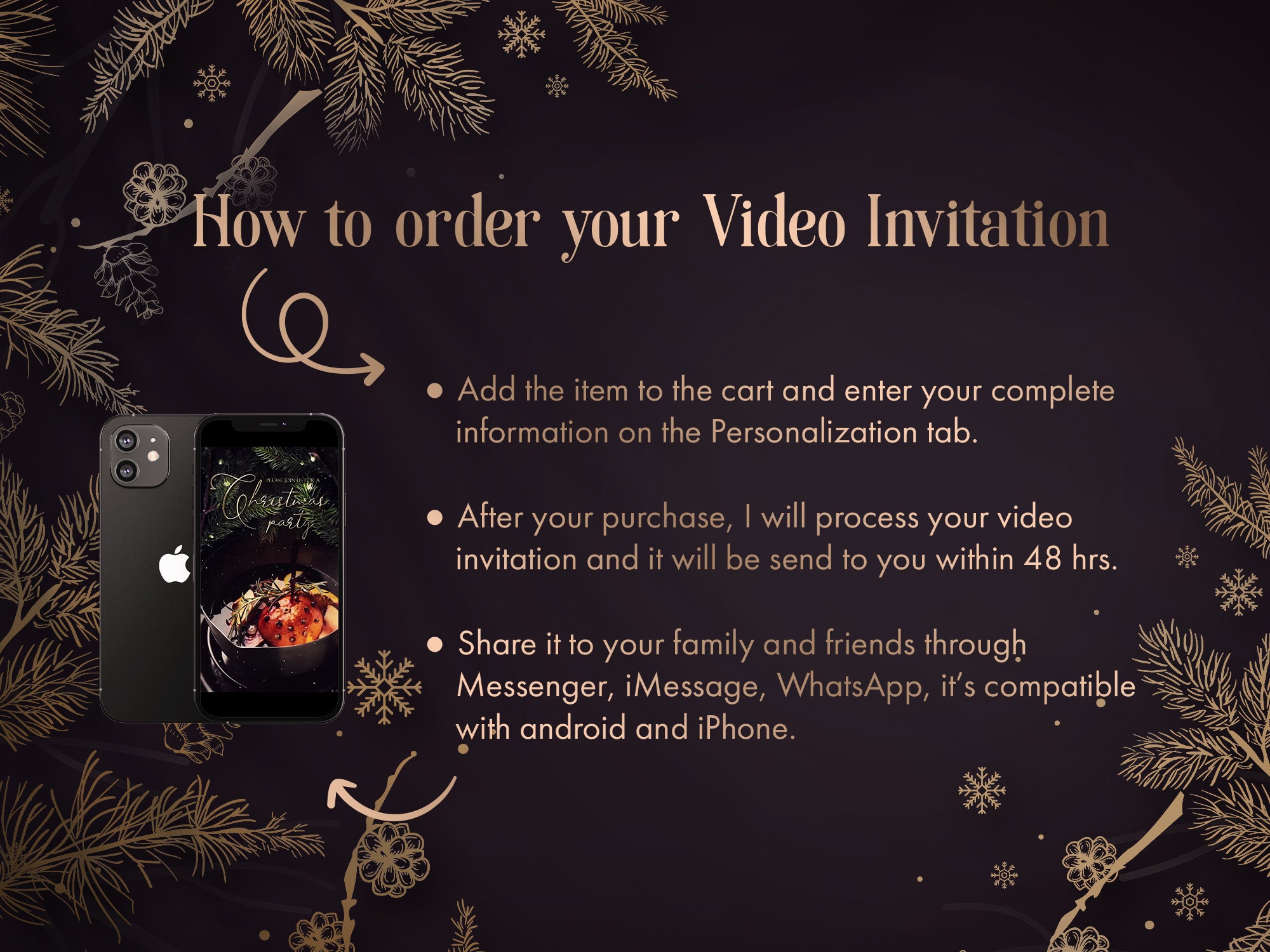 Shimmering Multi-screen Video Invitation With Christmas Tree Branches ...