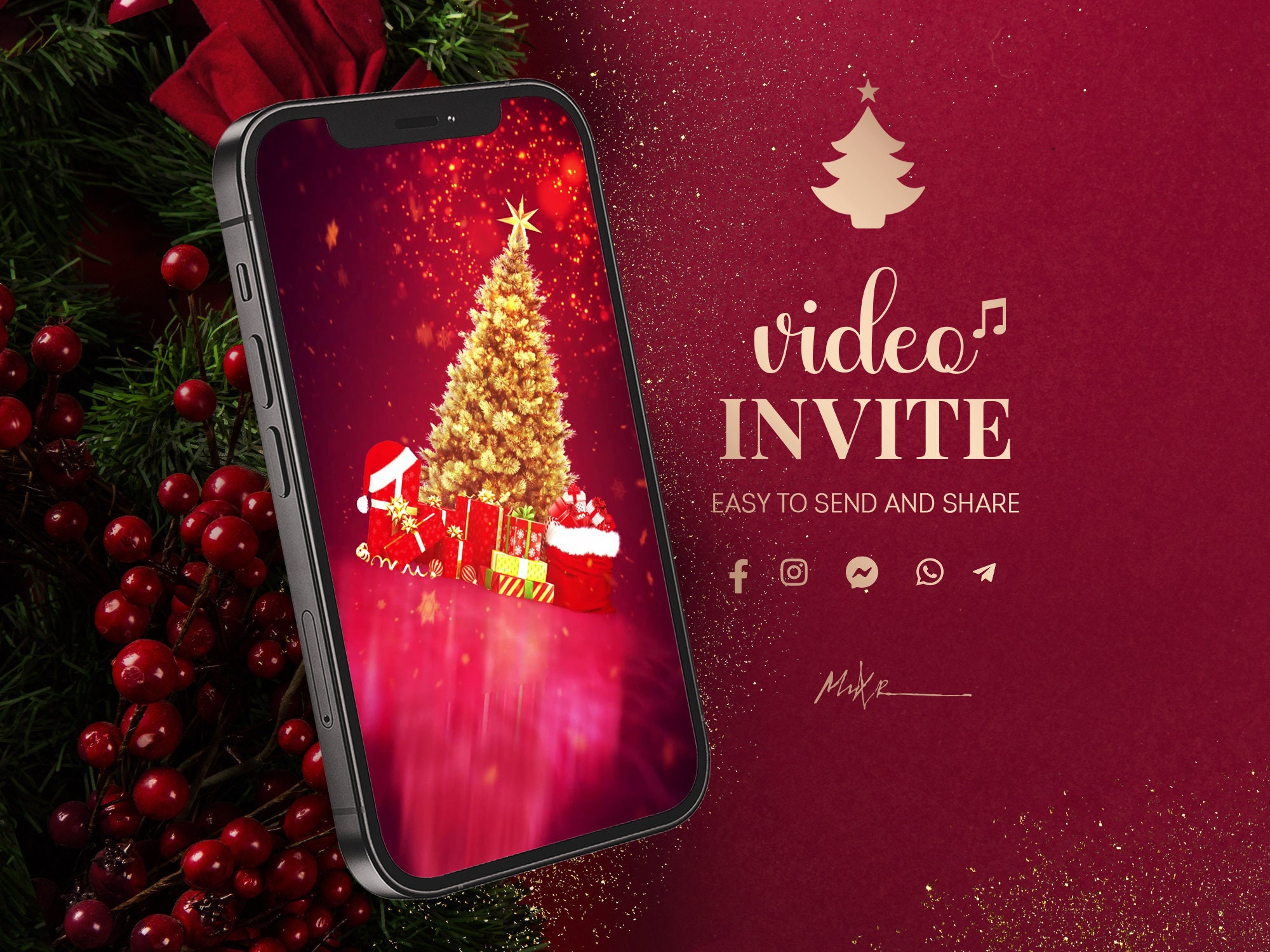 Sparkle Multi-screen Video Invitation With Christmas Tree. Exclusive ...