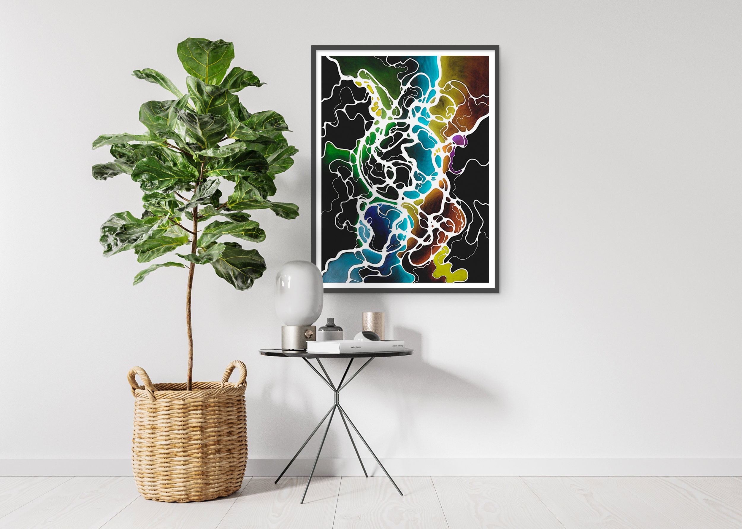 Digital Abstract Canvas Painting, Energy Surge, Printable Poster, Wall ...