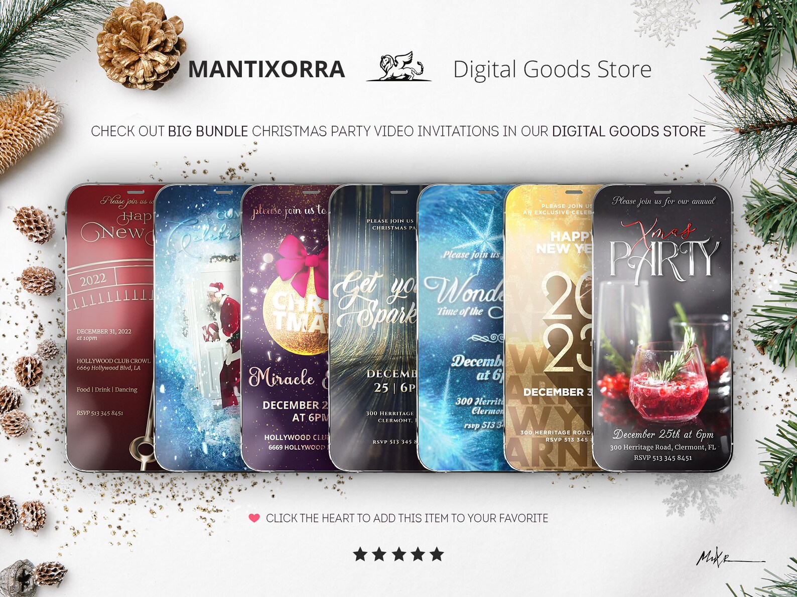 Shimmering Multi-screen Video Invitation With Christmas Tree Branches ...