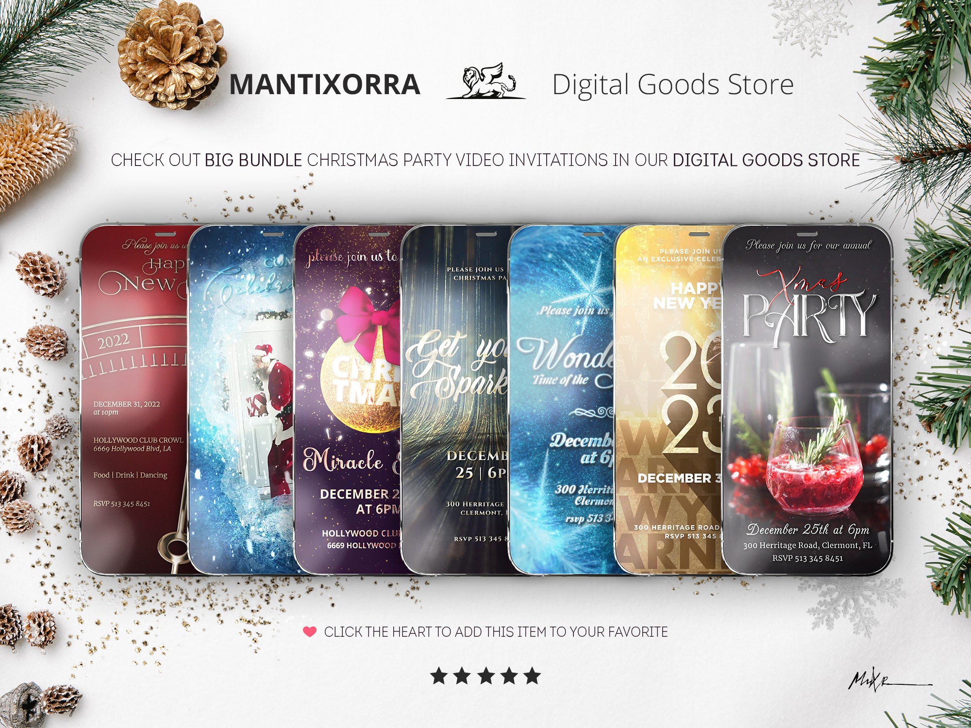 Shimmering Multi-screen Video Invitation With Christmas Tree Branches ...