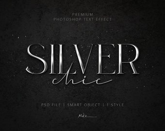 Silver Chrome Chic Text Effect for Photoshop. Instant Download. Easily ...
