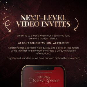 Deep Red New Year's Eve Video Invitation. Exclusive Gold Sparkling ...