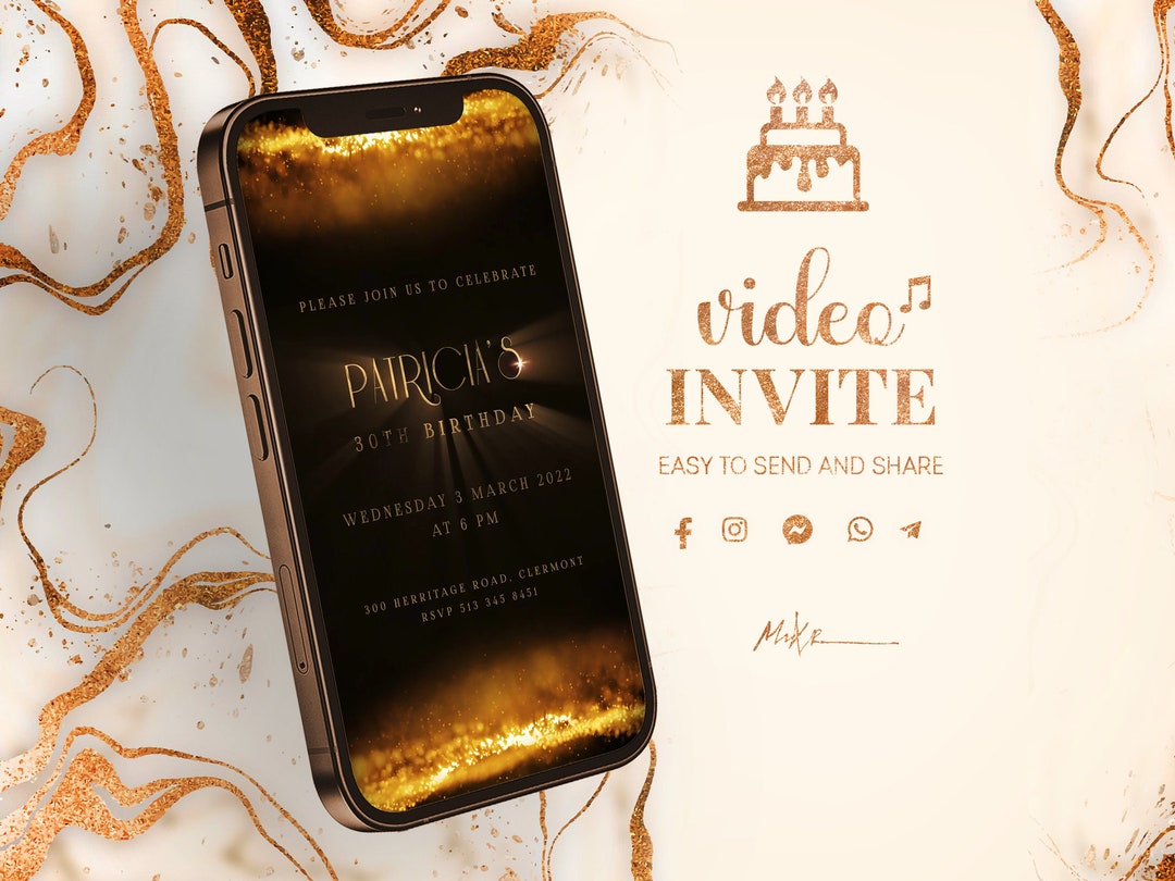 Golden Glamour Video Invitation – Liquid Gold Drips & Radiant Light ...