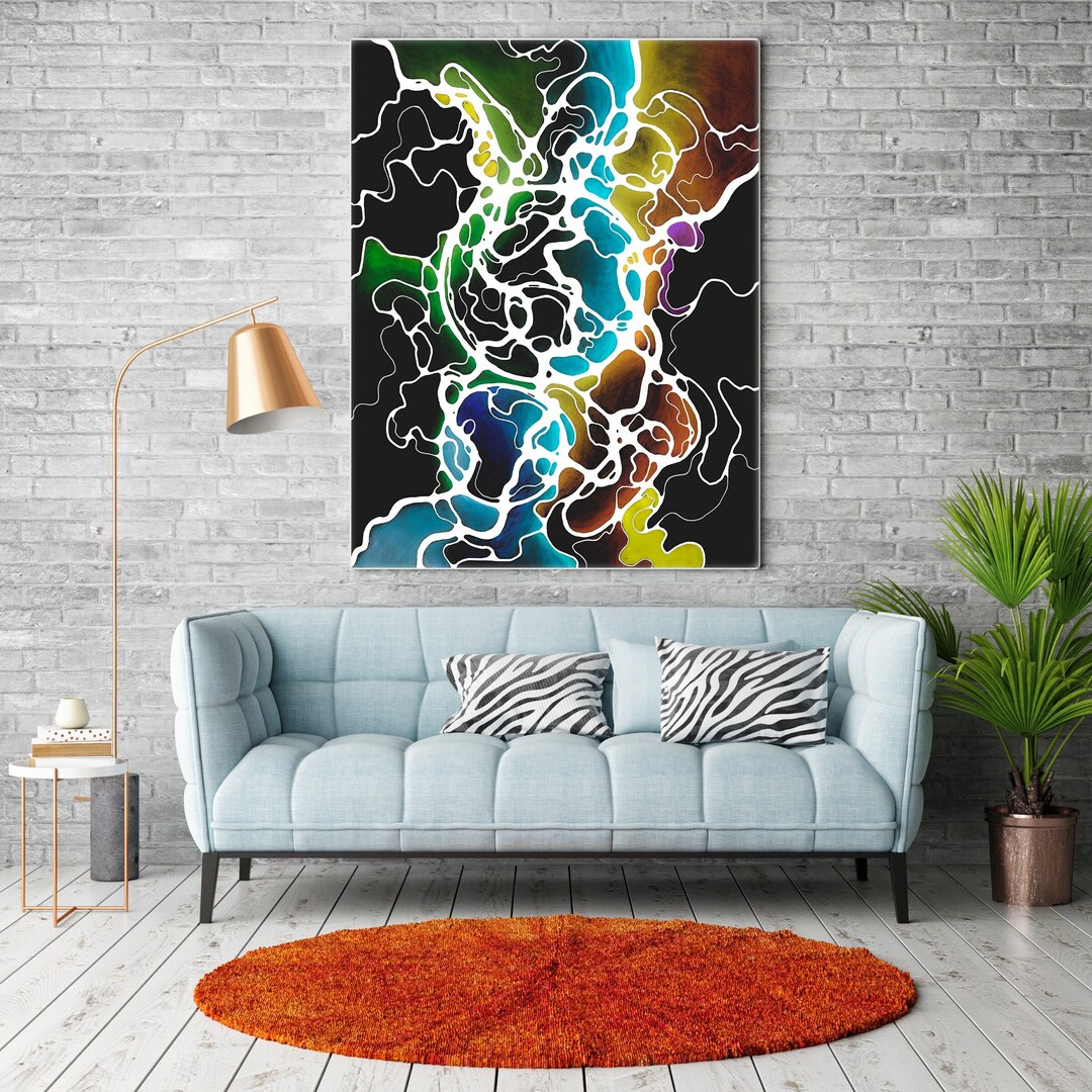 Digital Abstract Canvas Painting, Energy Surge, Printable Poster, Wall ...