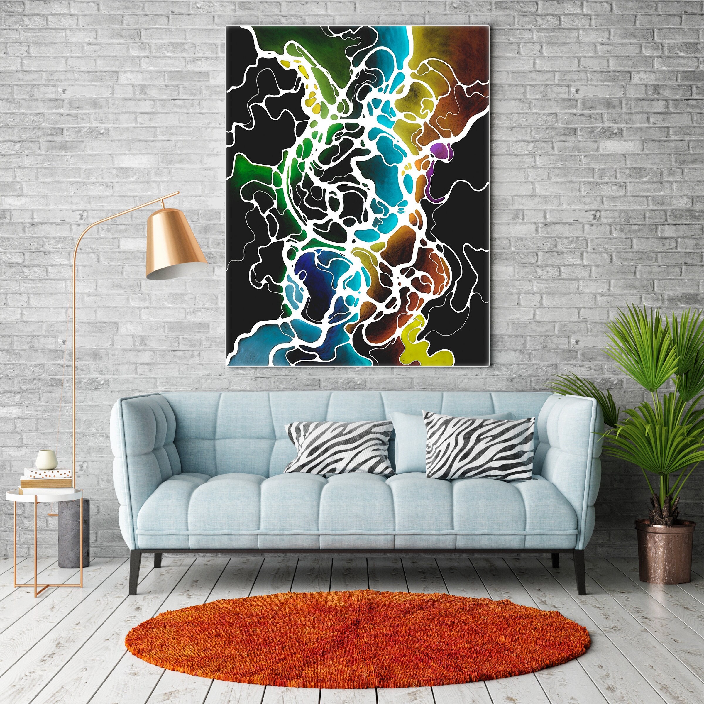 Digital Abstract Canvas Painting, Energy Surge, Printable Poster, Wall ...