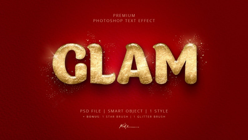 Glam Gold Glitter Text Effect for Photoshop. Instant Download. Easily ...