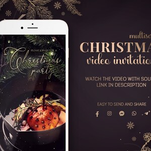 Shimmering Multi-screen Video Invitation With Christmas Tree Branches ...