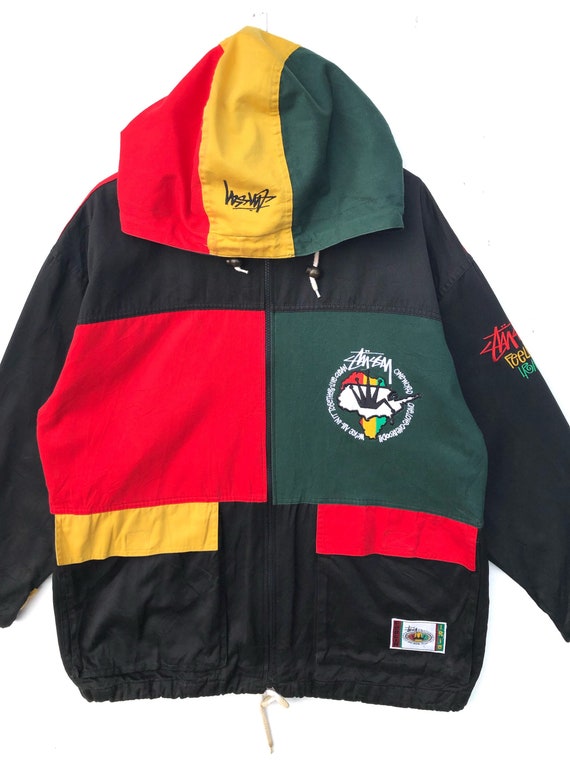 Rare Vintage 90’s Stussy Irie Roots Rasta Colorblocks… - Gem