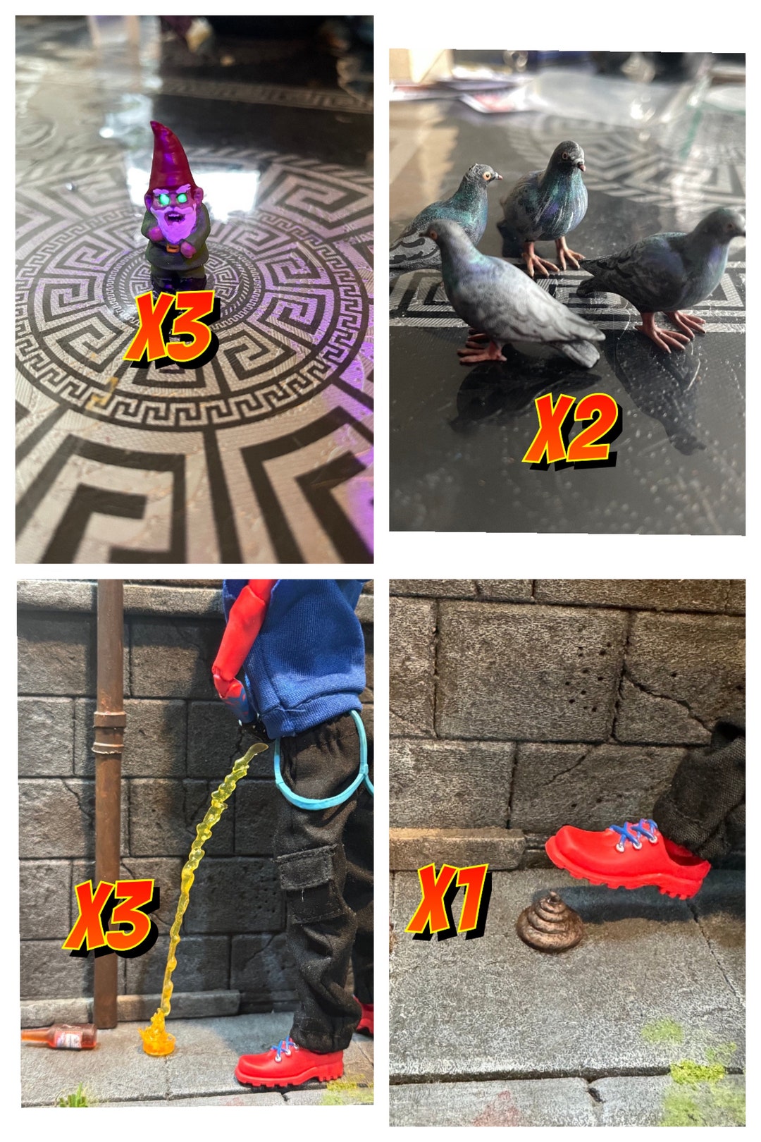 Client Request: X 3 Pee Streams, 2x Pigeon Sets, 3x Demon Gnomes X1 Poo ...