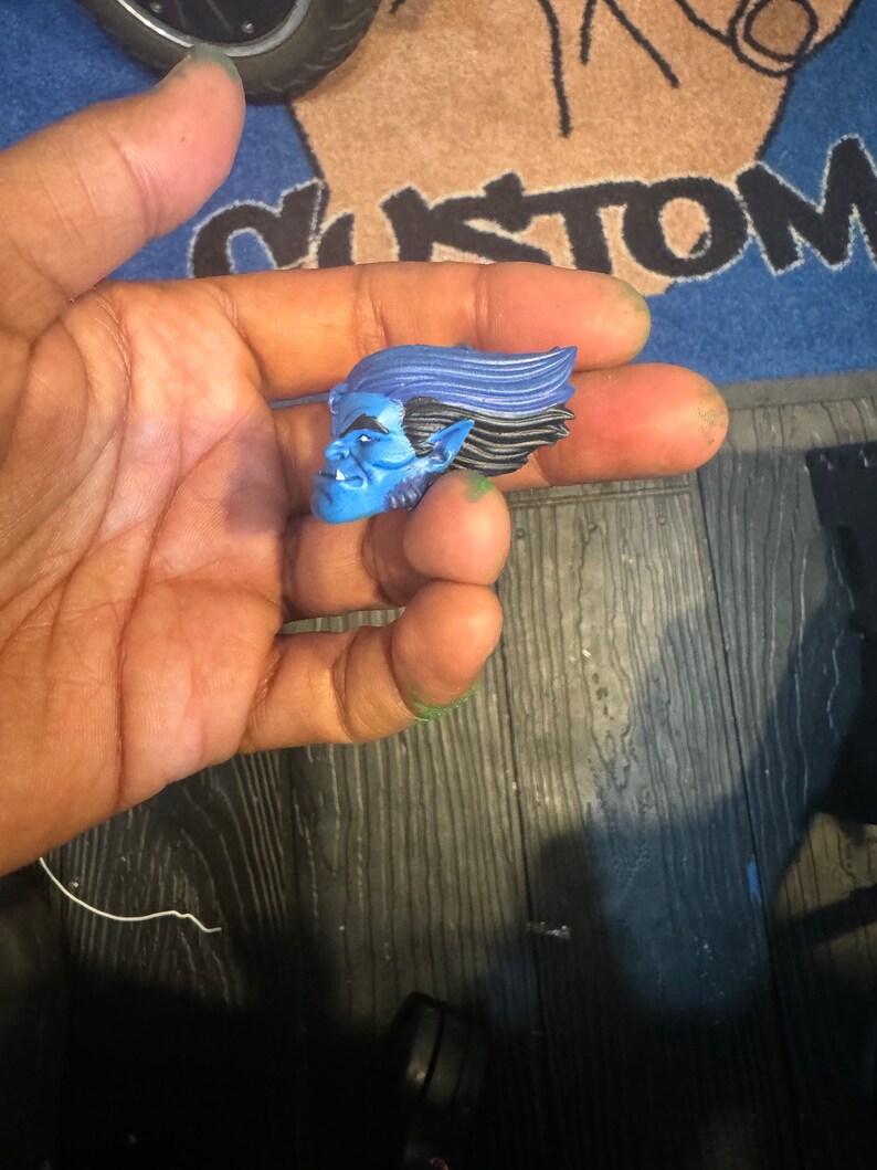 Animated Painted Blue Cat Man Smirk Head Sculpted by @orobus22 (figure ...