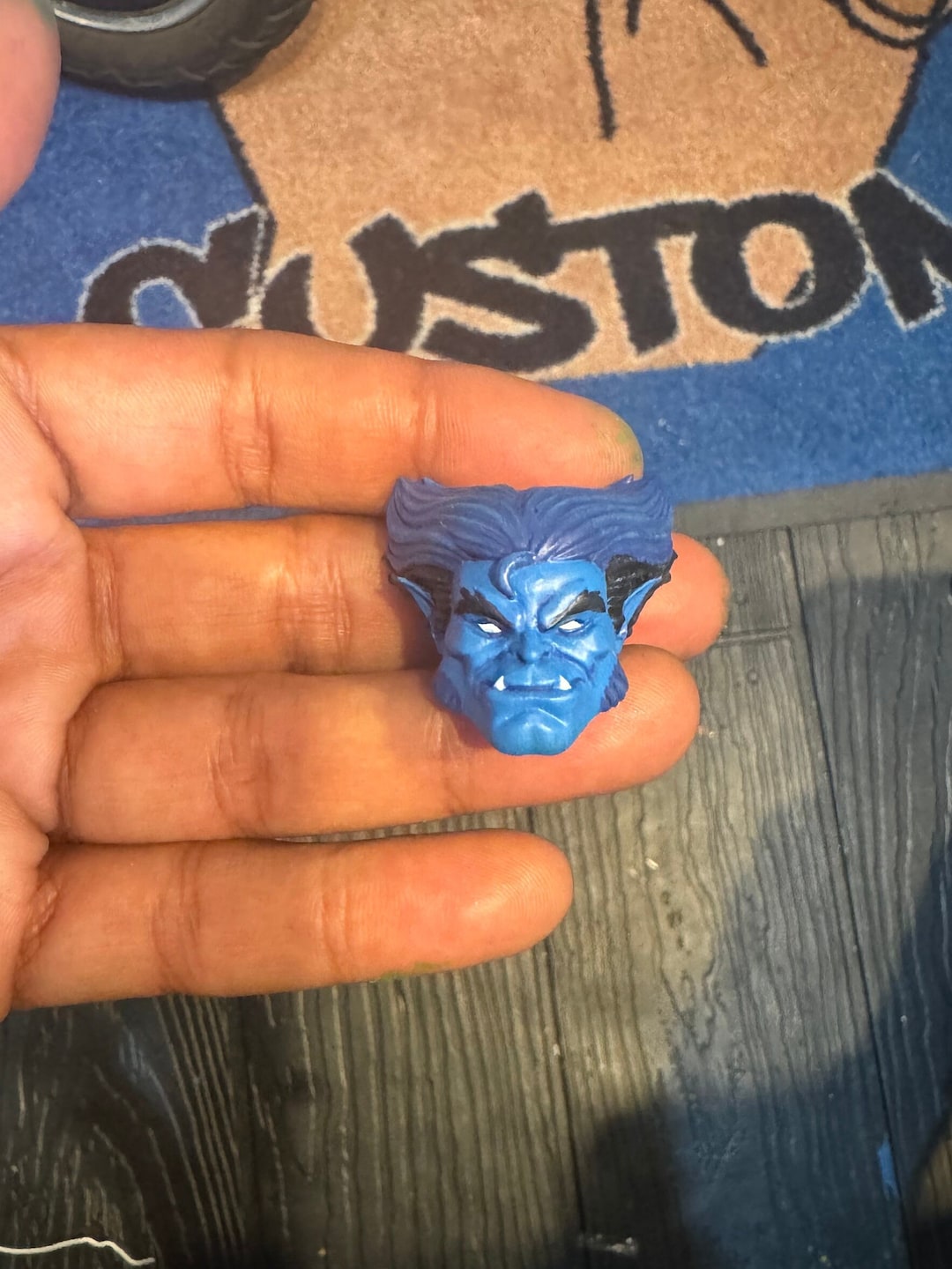 Animated Painted Blue Cat Man Smirk Head Sculpted by @orobus22 (figure ...