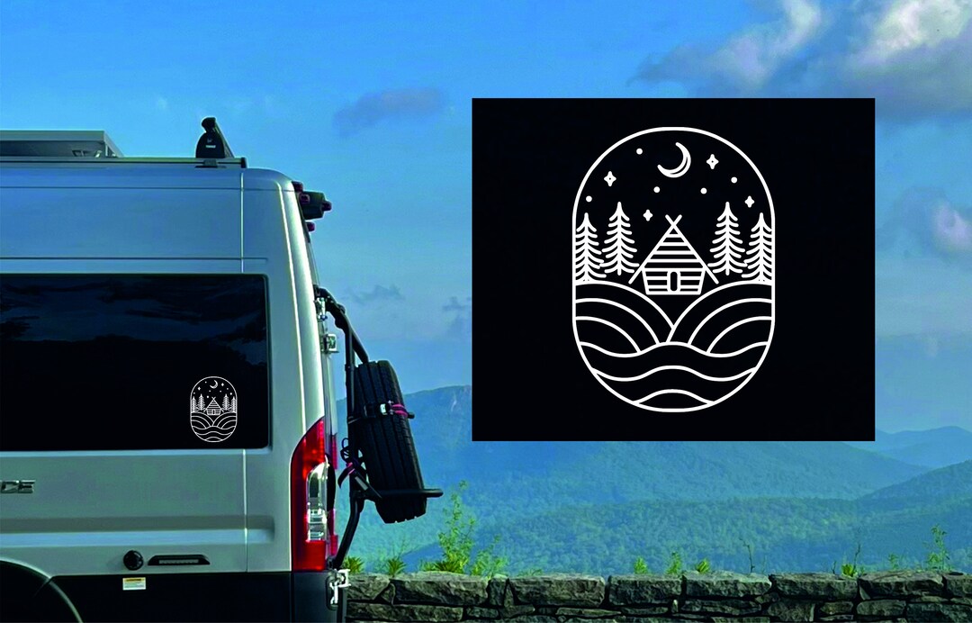 Car Sticker Mountain Cabin Forest, Mountain Cabin Scenery, Mountain ...