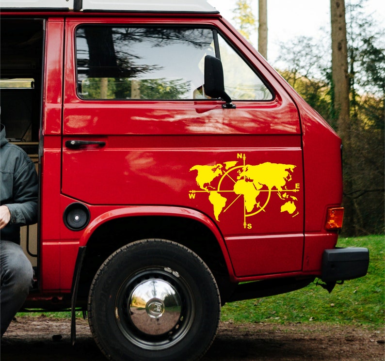 Adventure Van World Map Compass Sticker World Map Sticker - Etsy