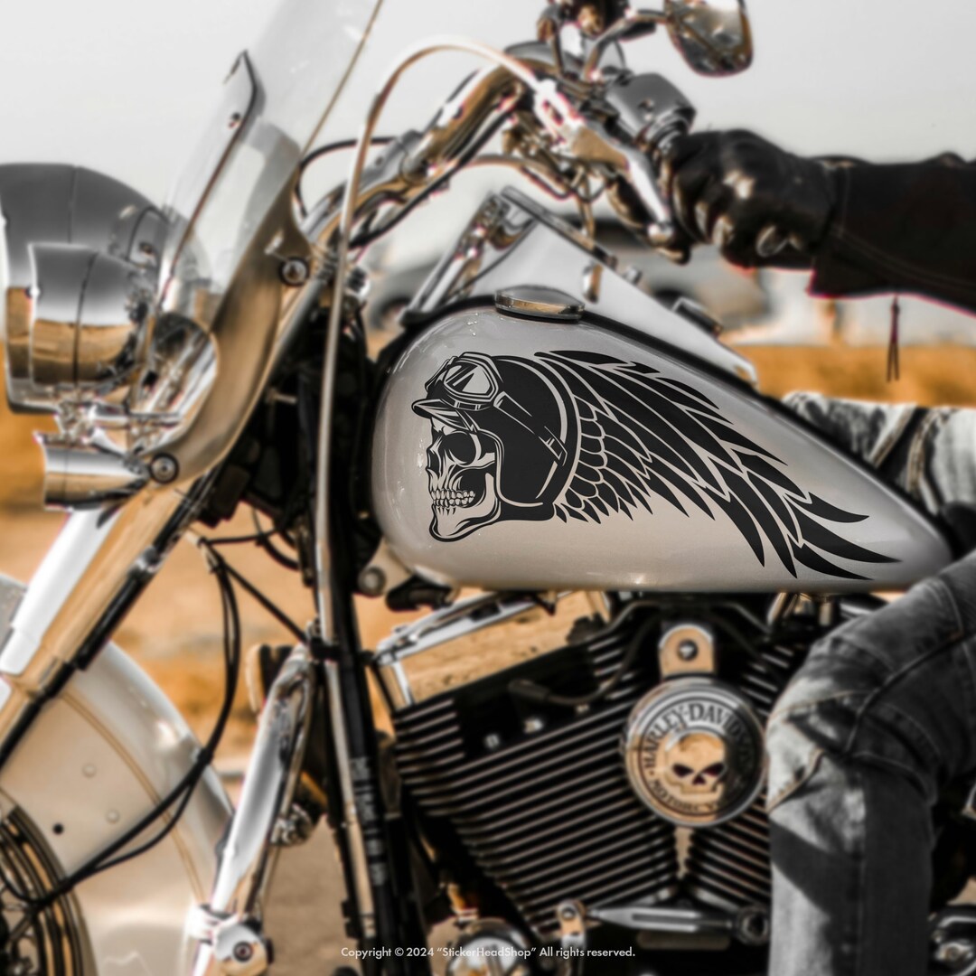 Motorcycle Tank Sticker Skull and Wings 40 Cm Custom for S.U.B. - Etsy