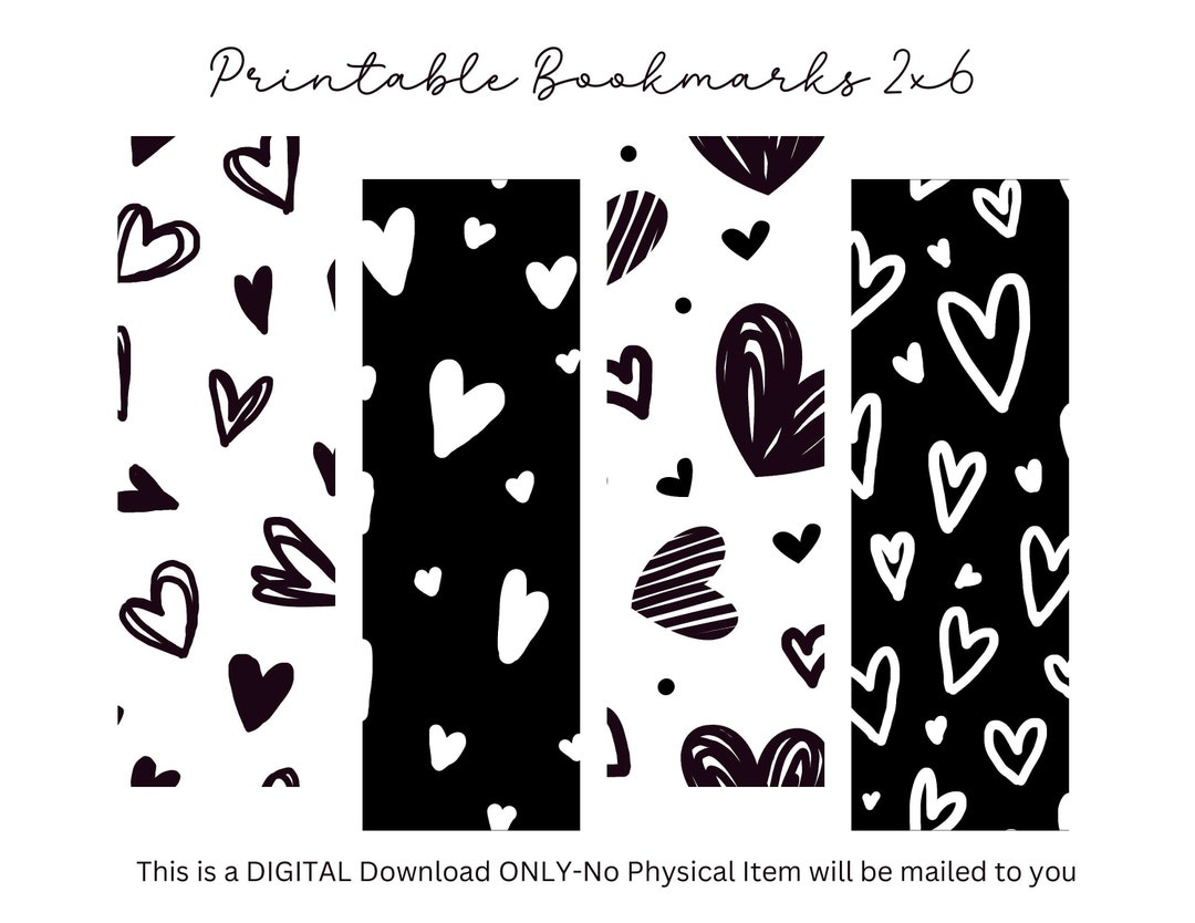 Heart Bookmarks, Printable Bookmarks, Digital Download for Sublimation ...
