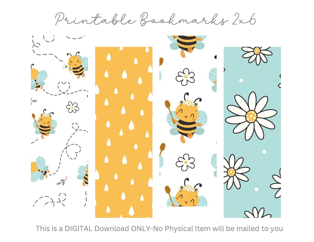Bee Bookmarks, Printable Bookmarks, Digital Download for Sublimation ...