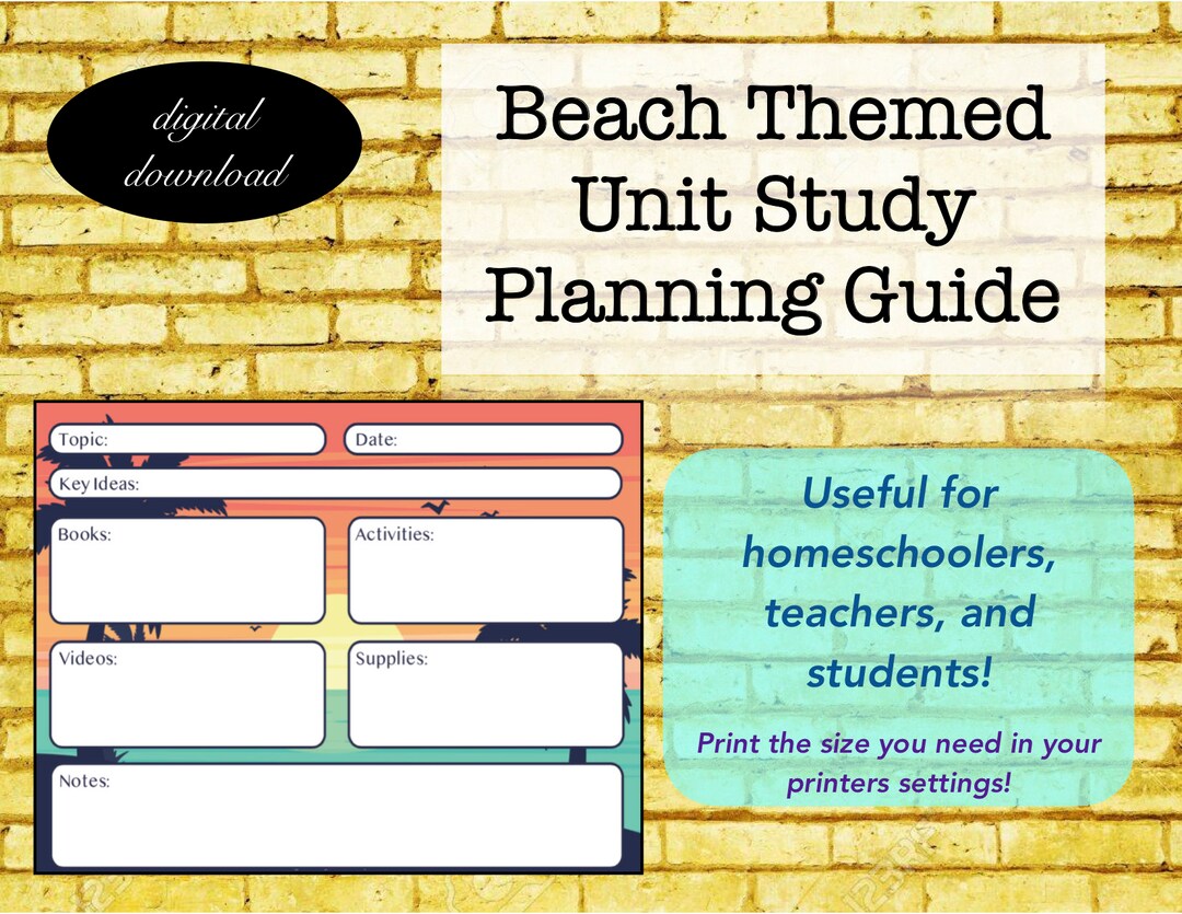 Beachy Unit Study Planning Guide - Etsy