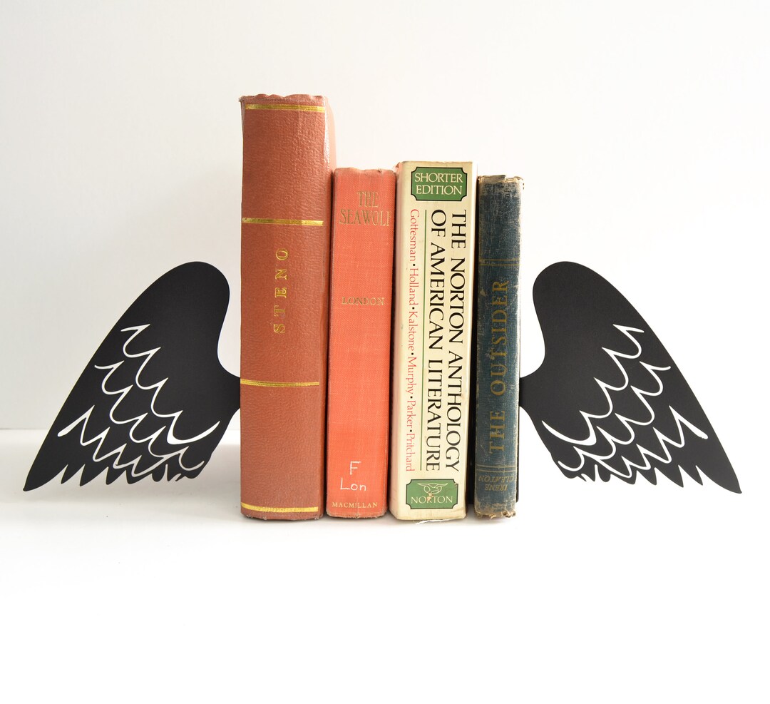 Angel Wing Metal Bookend, Metal Wall Art Home Decor Use at Library ...