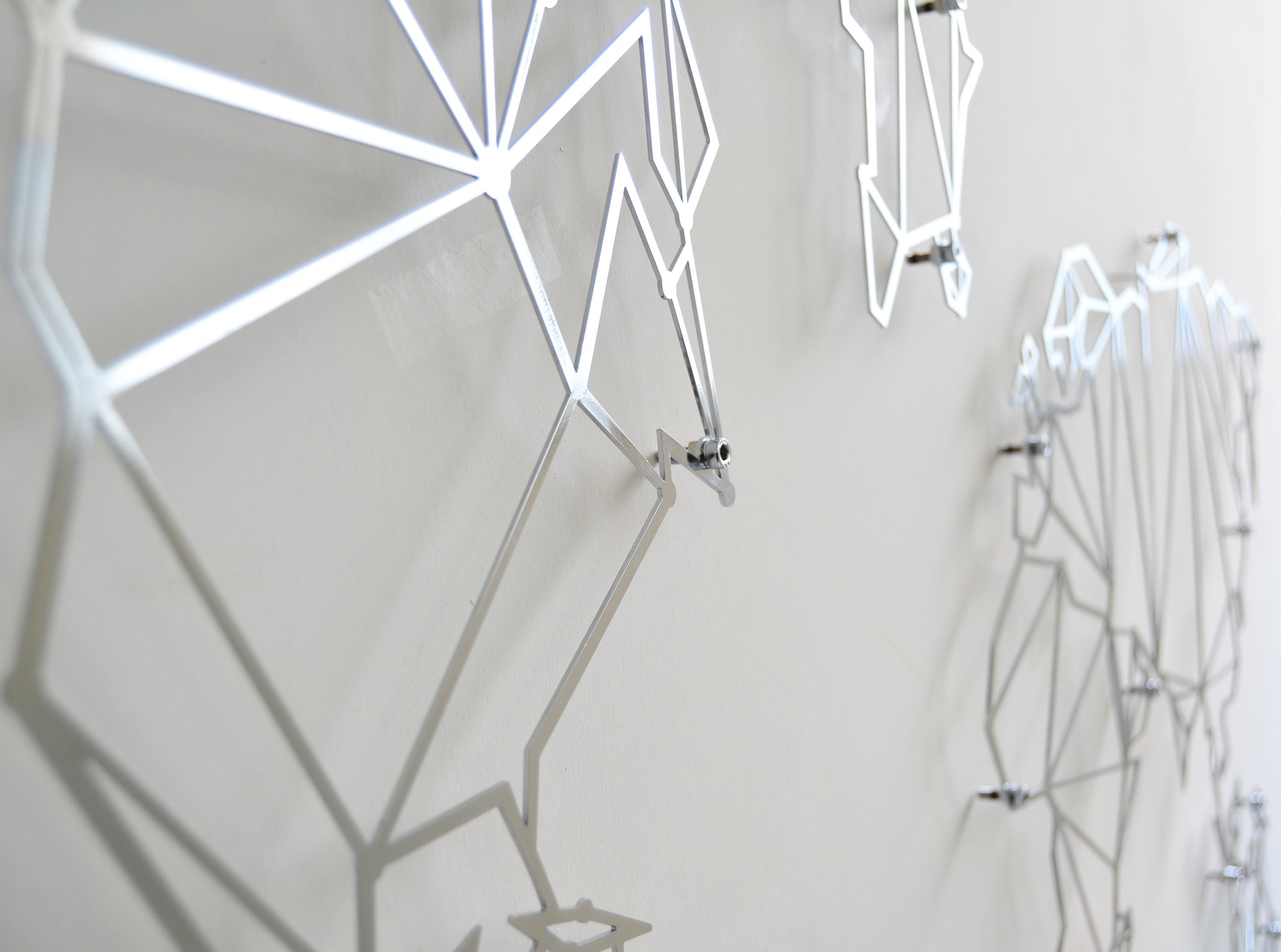 Metal World Map Chrome Steel Wall Art Decor Livingroom Office | Etsy