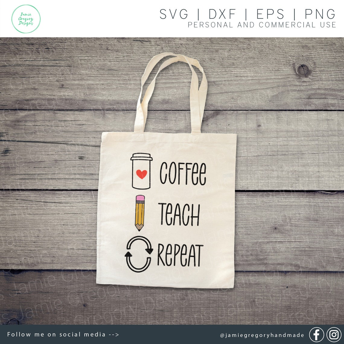 Coffee Teach Repeat Svg Coffee Teacher Svg Teacher Coffee | Etsy