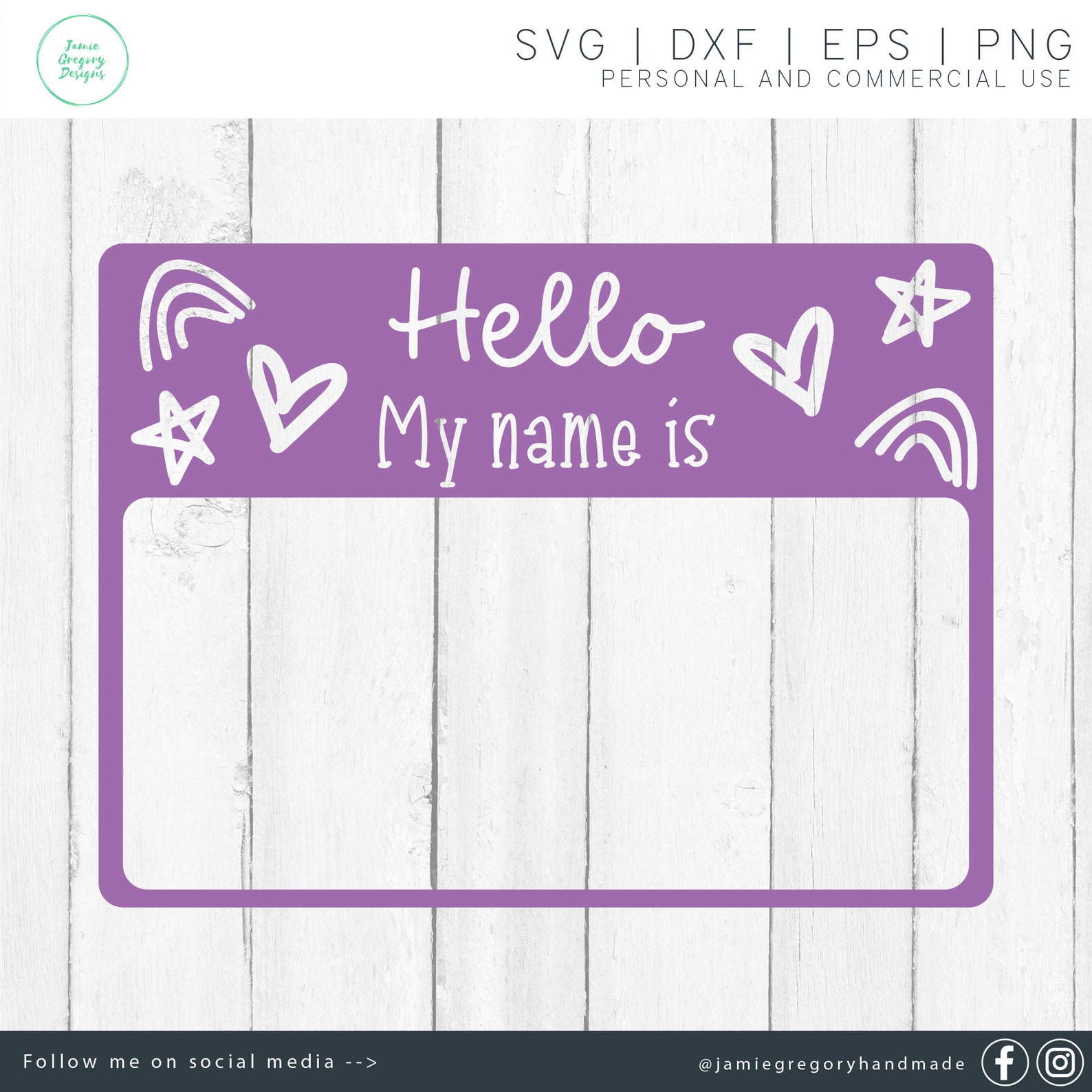 Hello My Name is Svg Name Tag Svg Hello Name Tag Svg | Etsy