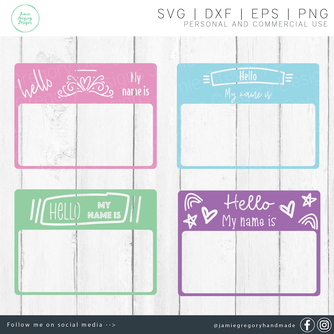 Hello My Name is Svg - Name Tag Svg - Hello Name Tag Svg - Hello I'm ...