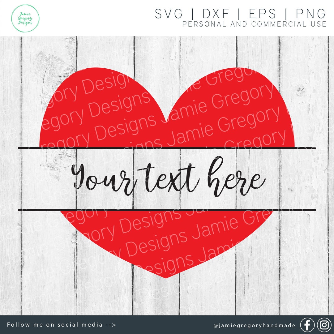 Valentine Heart Split Monogram SVG – Personalized Cut File (digital ...