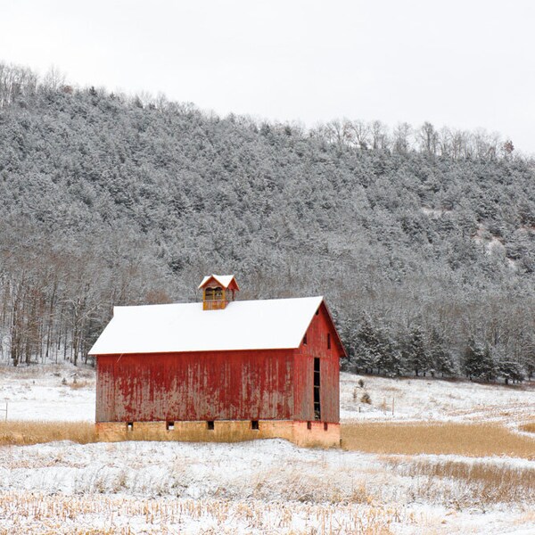Barn in Snow - Etsy
