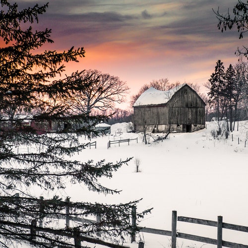Sunset Barn Photo Rustic Country Wall Art Red Barn Picture - Etsy