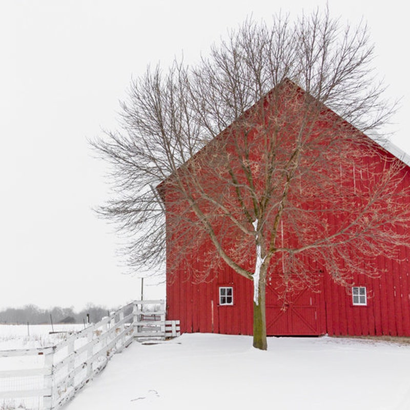 Barn in Snow - Etsy