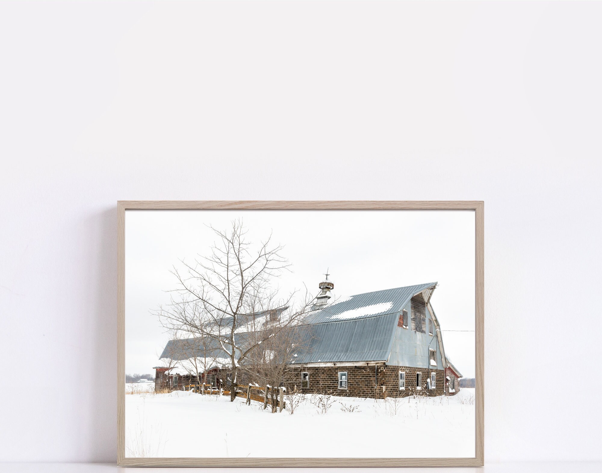 Rustic Blue Barn Photo Barn With Brick Modern Farmhouse Home - Etsy