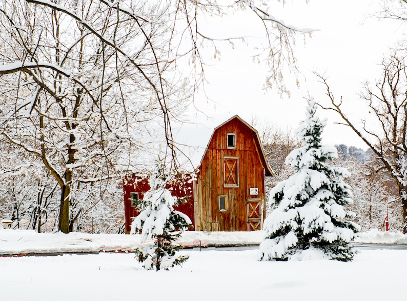 Winter Barn Landscape Photo, Rustic Farmhouse Wall Art - Etsy