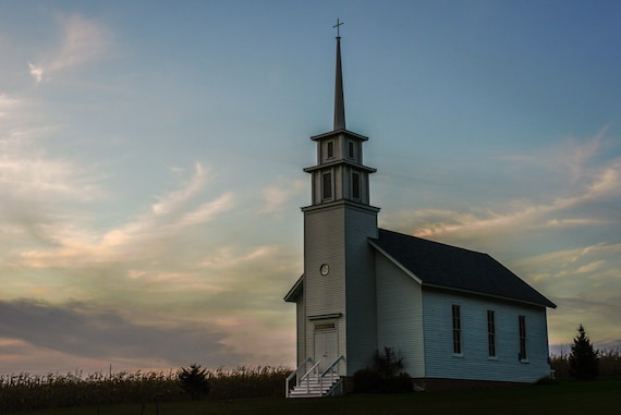 White Church Photo Colorful Sunset Church Spiritual Home - Etsy