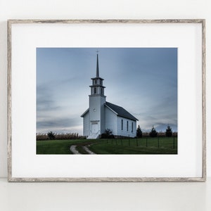 Rural White Church With Path Photo, Spiritual Church Art for Wall ...
