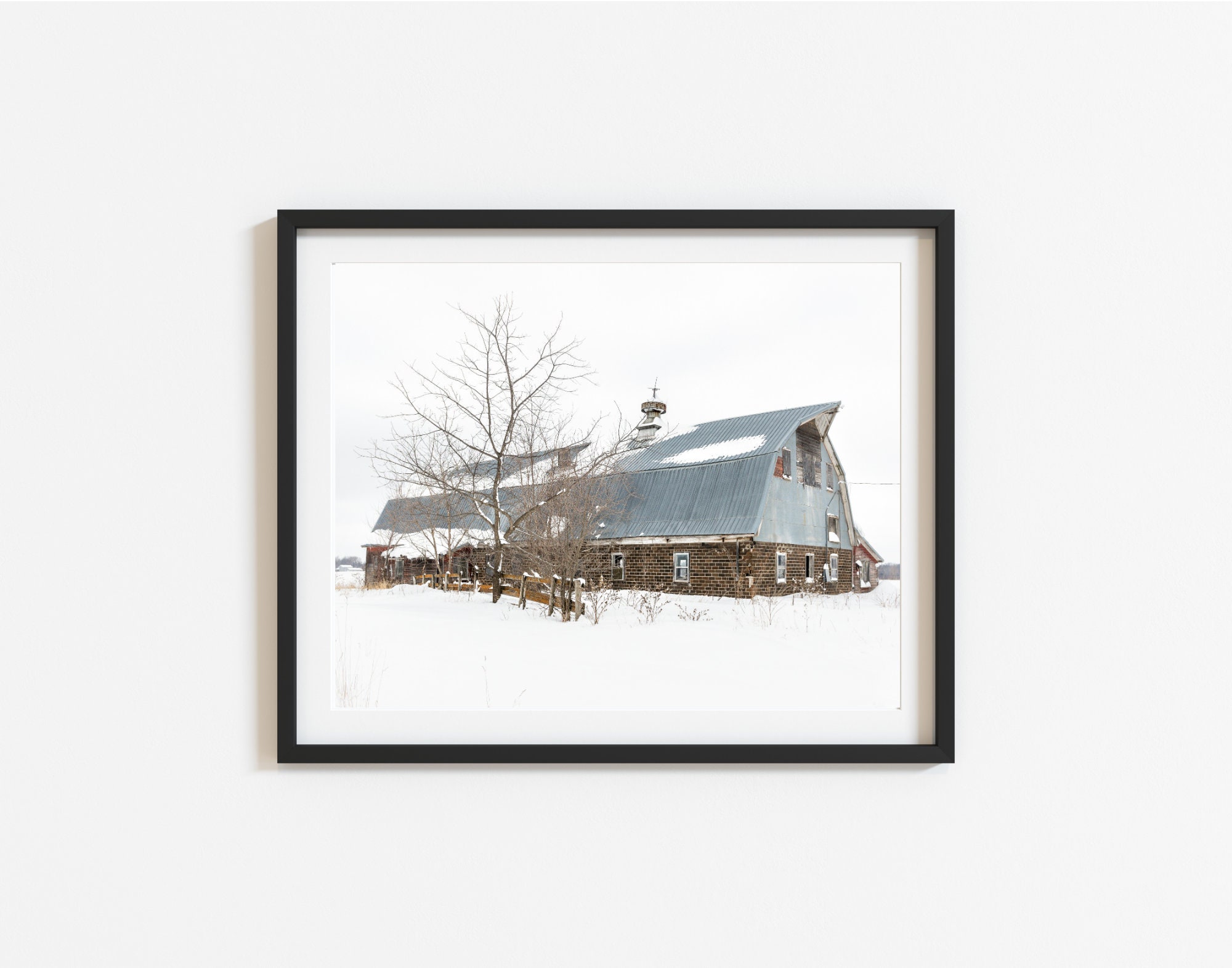 Rustic Blue Barn Photo Barn With Brick Modern Farmhouse Home - Etsy