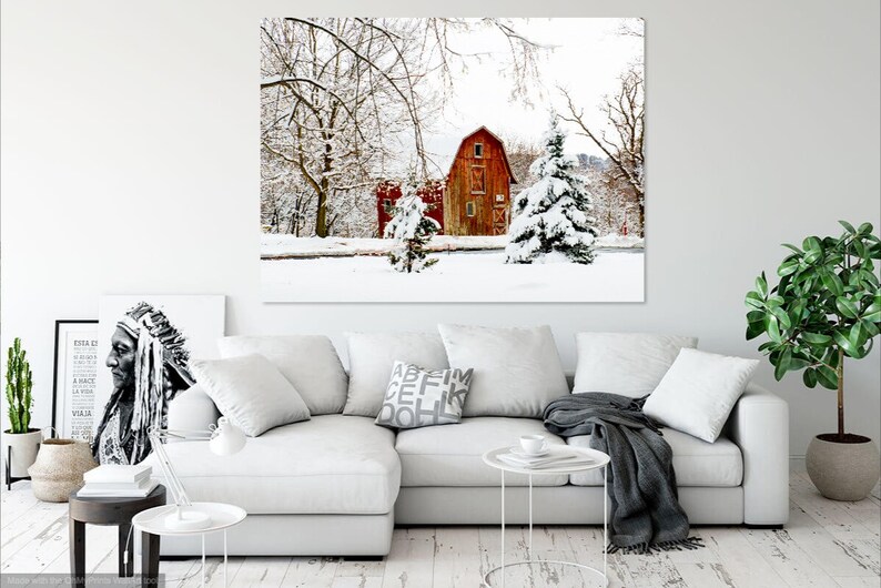 Winter Barn Landscape Photo, Rustic Farmhouse Wall Art - Etsy