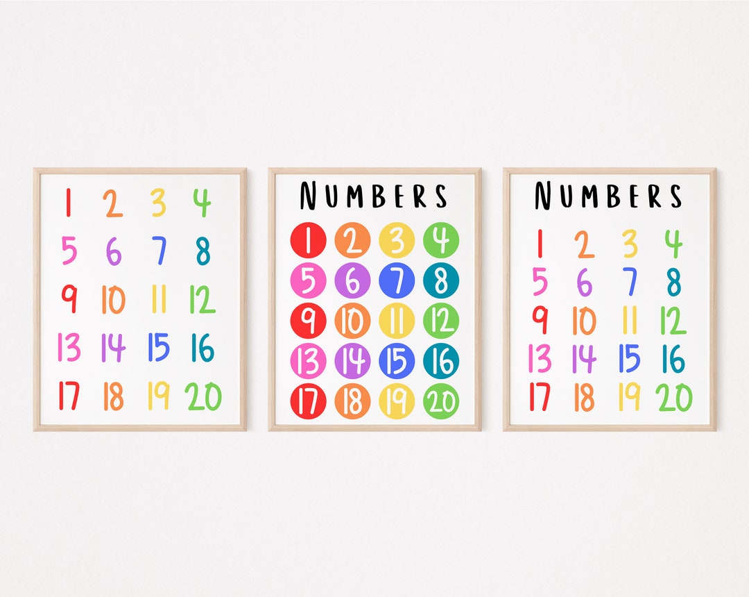 Educational Poster on Numbers 1 to 20 Montessori Decoration Digital ...