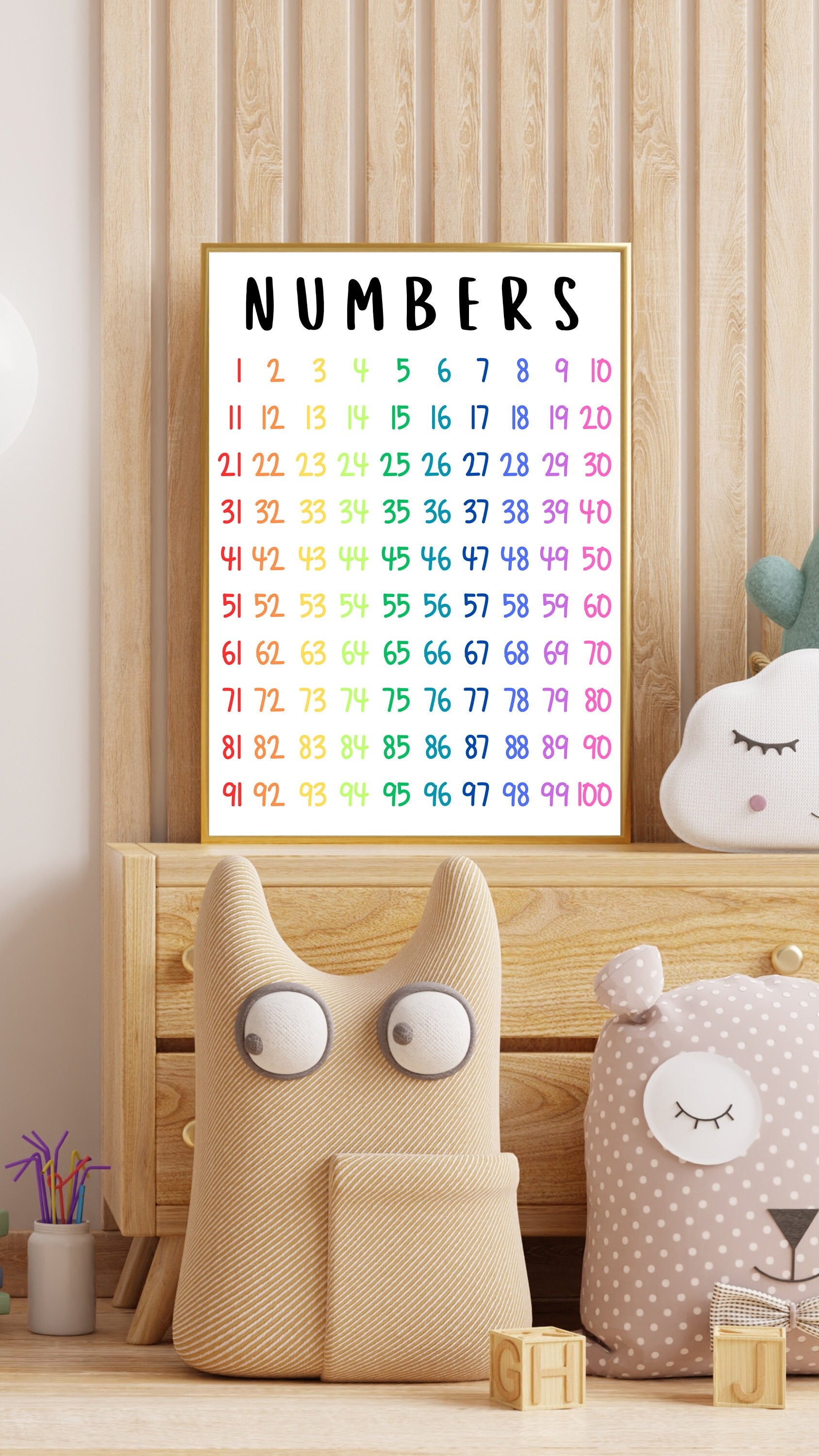 Educational Poster on Numbers 1 100, Digital Download, Montessori ...