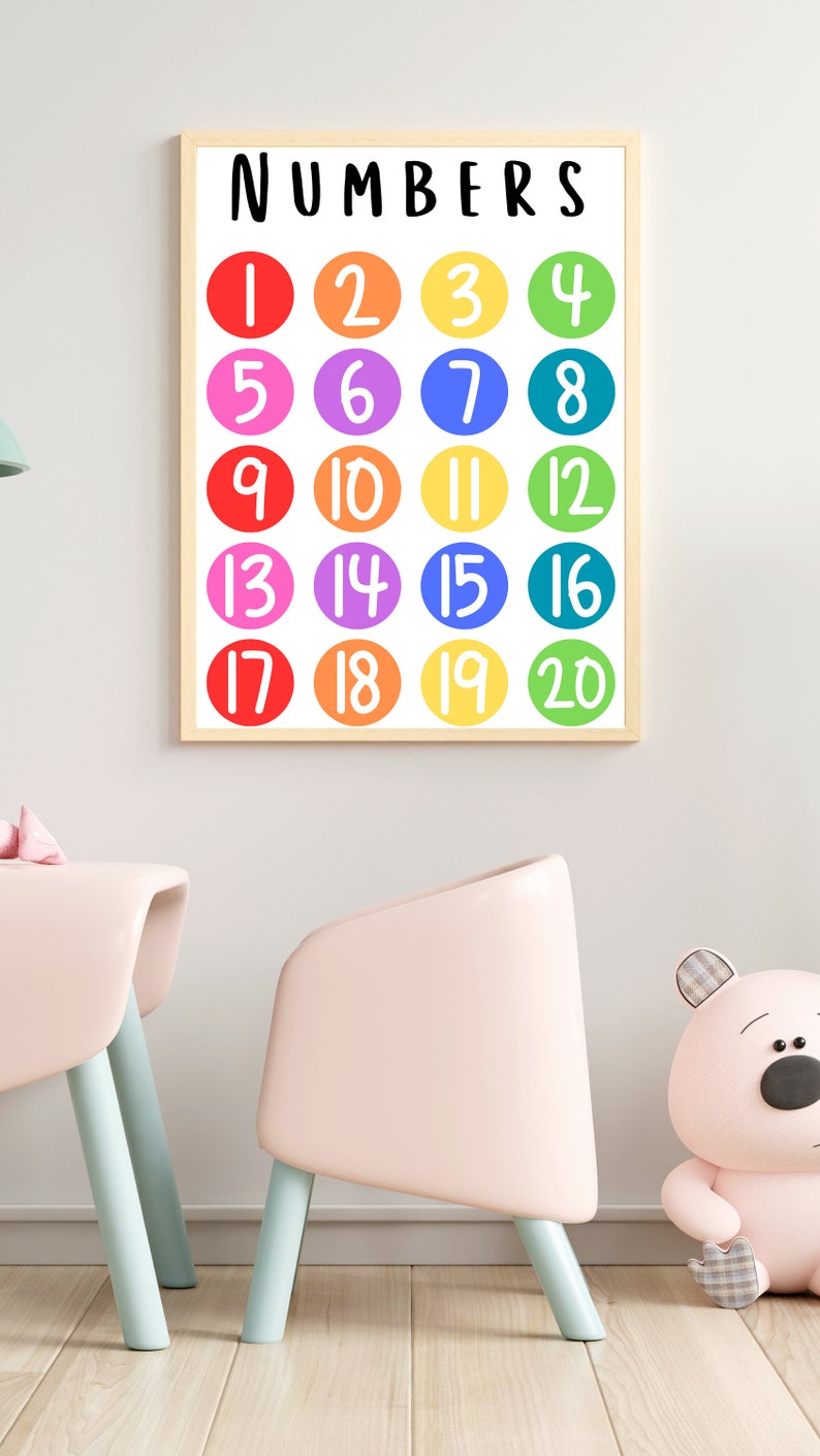 Educational Poster on Numbers 1 to 20 Montessori Decoration - Etsy
