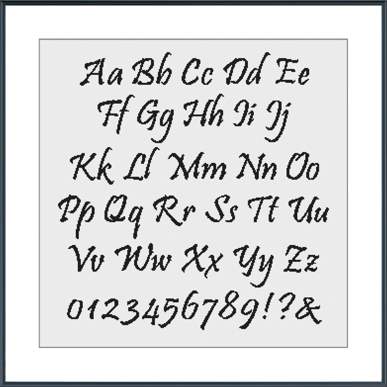 Cursive Cross Stitch Alphabet Pattern, Calligraphy Cross Stitch Letters ...